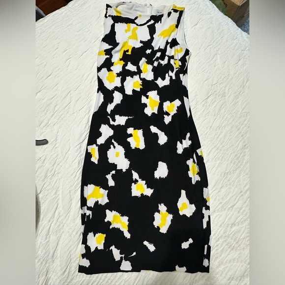 Cache | Dresses | Cache Black And Yellow Abstract Midi Dress | Poshmark